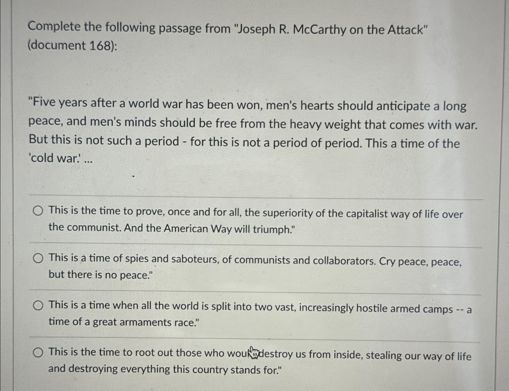 Solved Complete the following passage from "Joseph R. | Chegg.com