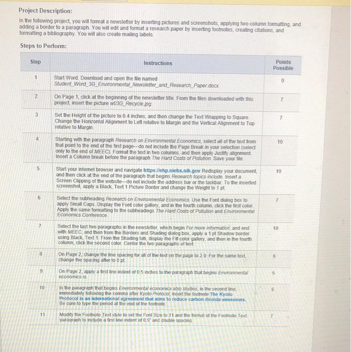 Solved Project Description: In the following project, you | Chegg.com