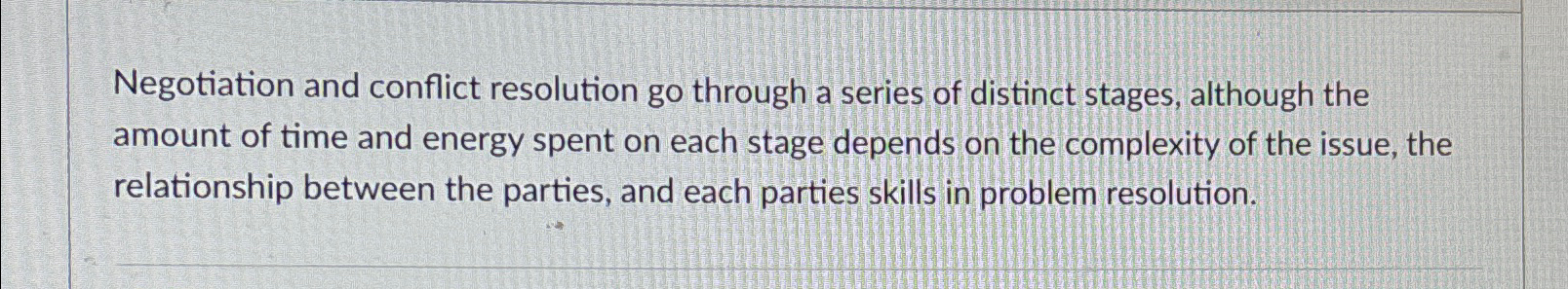 Solved Negotiation and conflict resolution go through a | Chegg.com
