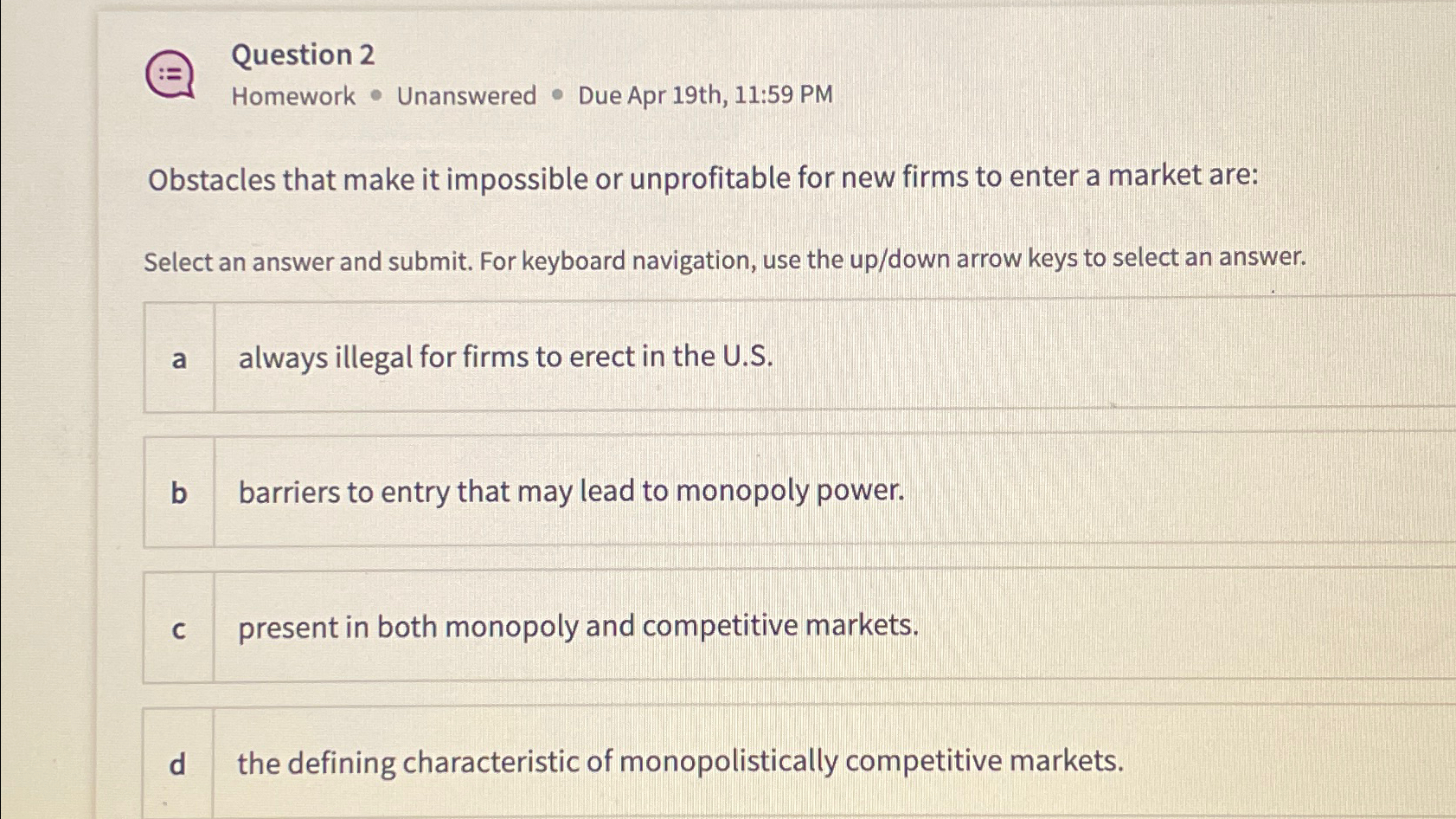 Solved Question 2Homework * ﻿Unanswered * ﻿Due Apr | Chegg.com