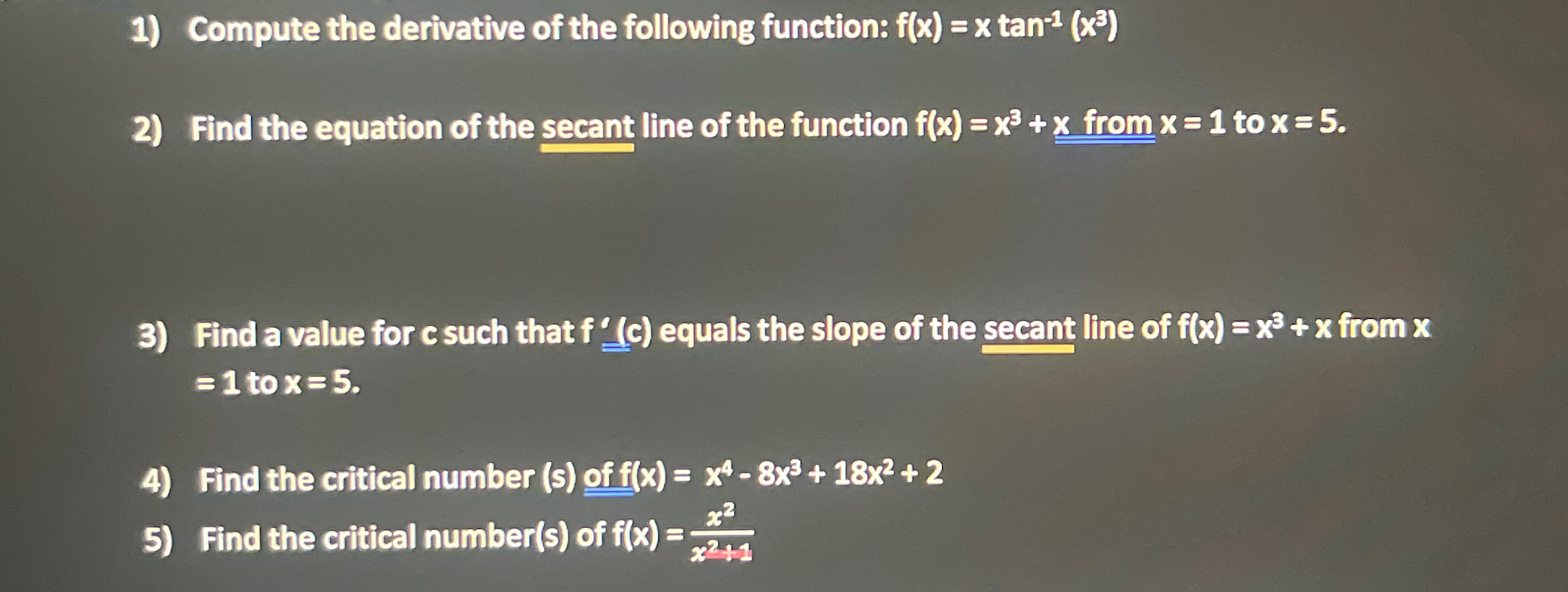 Solved Compute the derivative of the following function: | Chegg.com