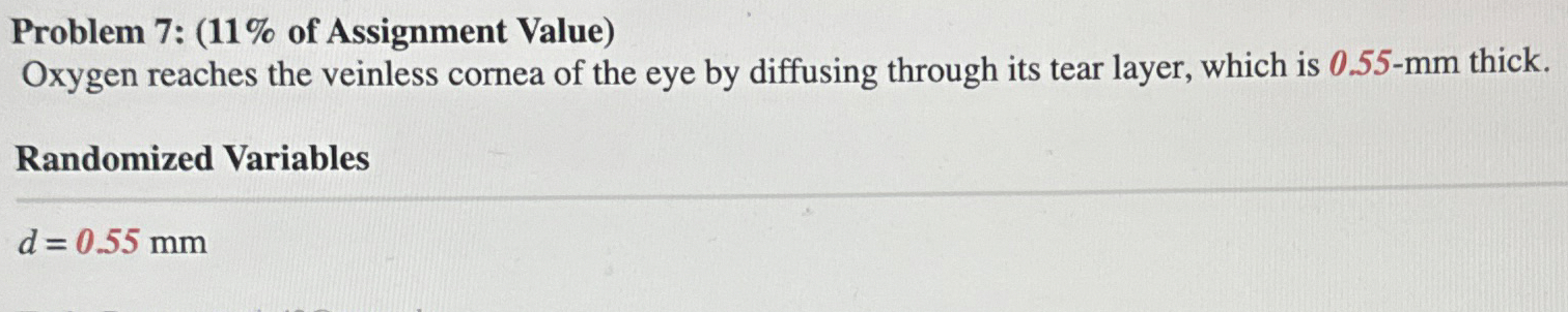 Solved Problem 7: (11% ﻿of Assignment Value)Oxygen reaches | Chegg.com