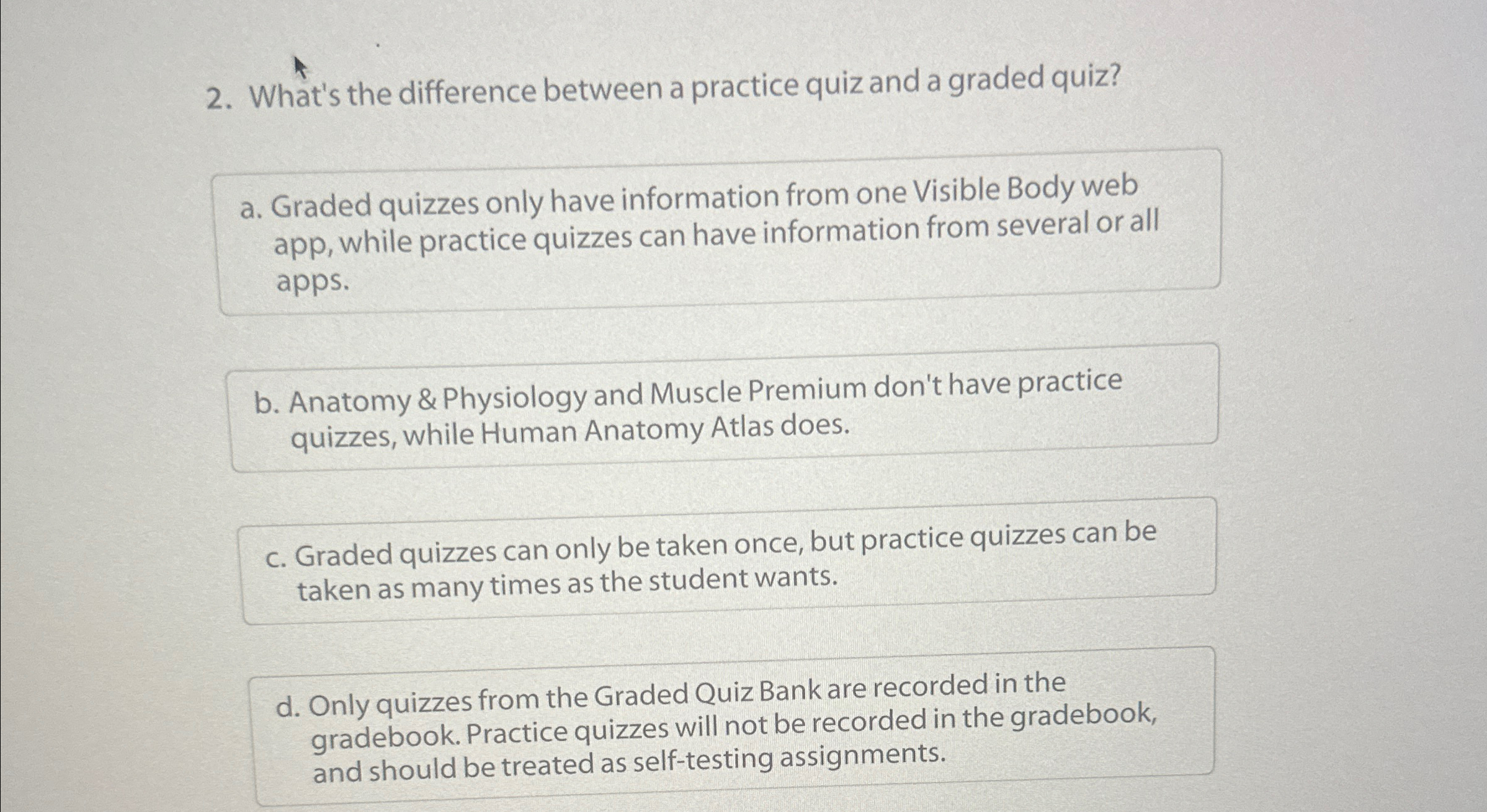 Solved What's the difference between a practice quiz and a | Chegg.com