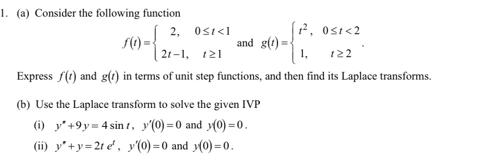 Solved (a) ﻿Consider the following functionExpress f(t) ﻿and | Chegg.com