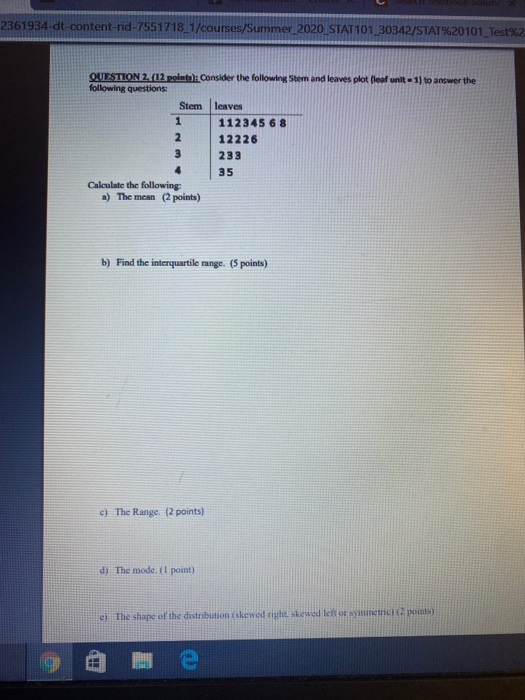 Solved QUESTION 2. (12 points): Consider the following Stem | Chegg.com