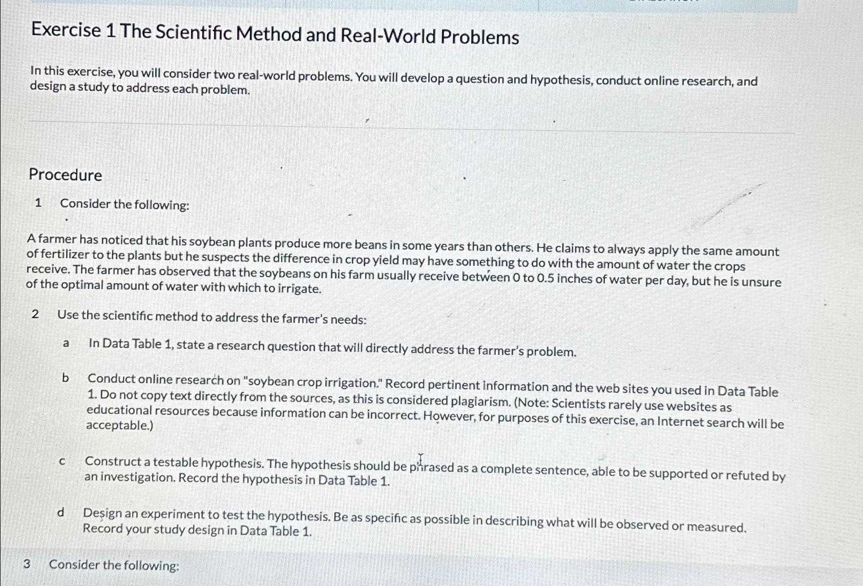 Solved Exercise 1 ﻿The Scientific Method and Real-World | Chegg.com