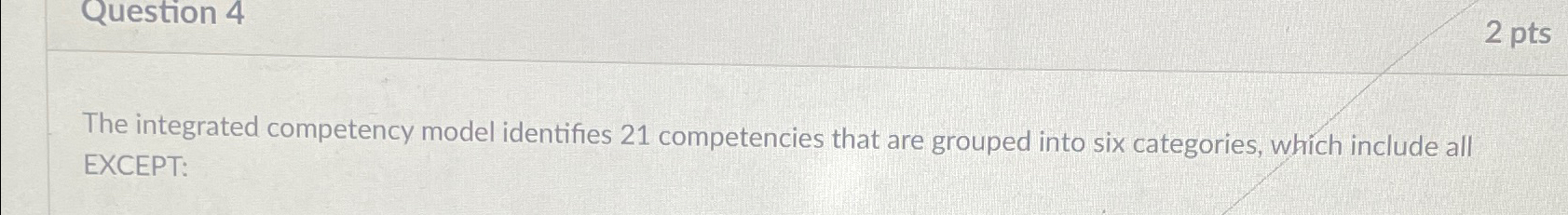 Solved Question 42ptsThe integrated competency model | Chegg.com