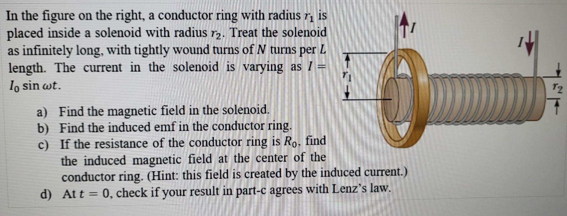 Solved In the figure on the right, a conductor ring with | Chegg.com