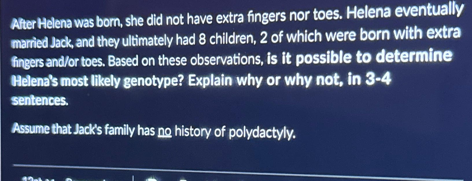 Solved After Helena was born, she did not have extra fingers | Chegg.com