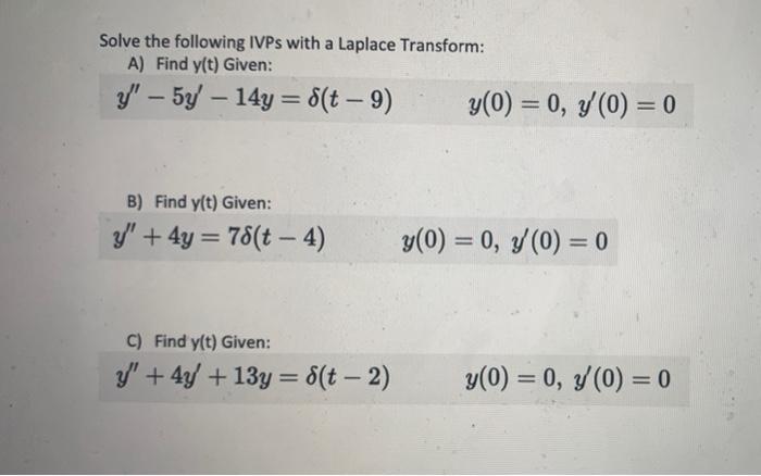 Solved Please help! I do not understand Laplace Transforms | Chegg.com