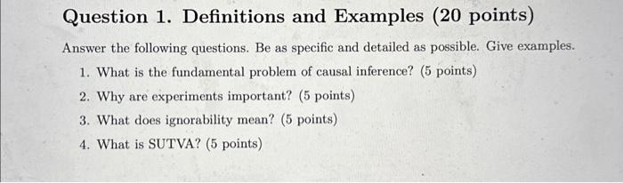 Solved Question 1. Definitions and Examples (20 points) | Chegg.com