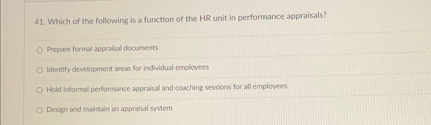 Solved Which of the following is a function of the HR unit | Chegg.com
