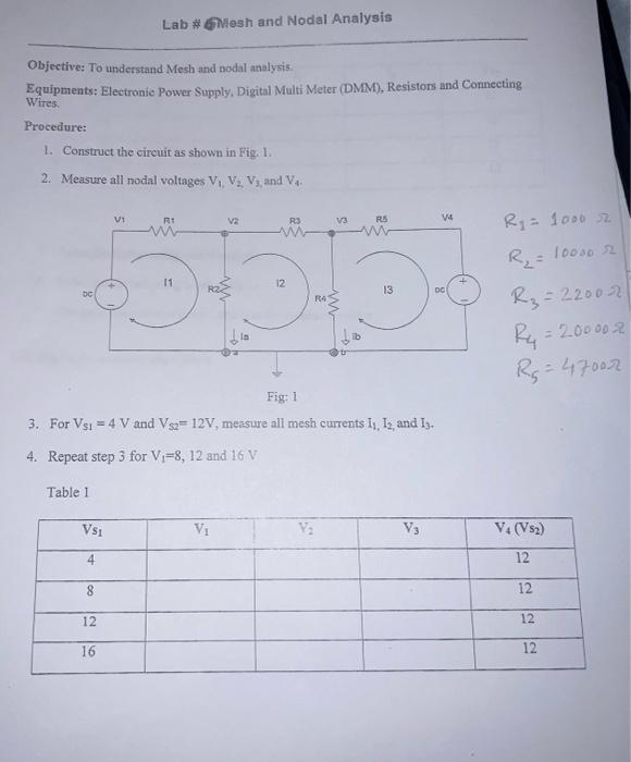 Solved Lab # Mesh and Nodal Analysis Objective: To | Chegg.com