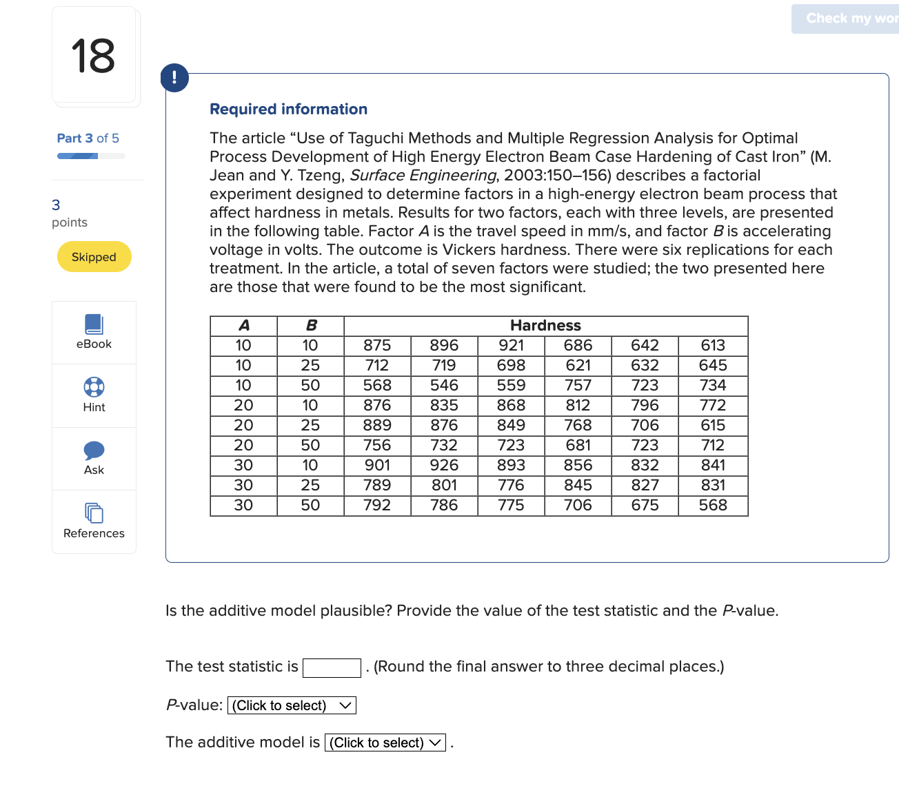 Solved 9Required informationThe article "Use of Taguchi | Chegg.com