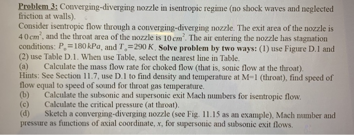 Solved Problem 3: Converging-diverging nozzle in isentropic | Chegg.com