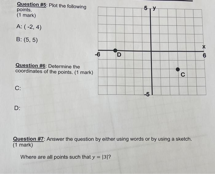 Solved Question \#5: Plot the following points. (1 mark) | Chegg.com