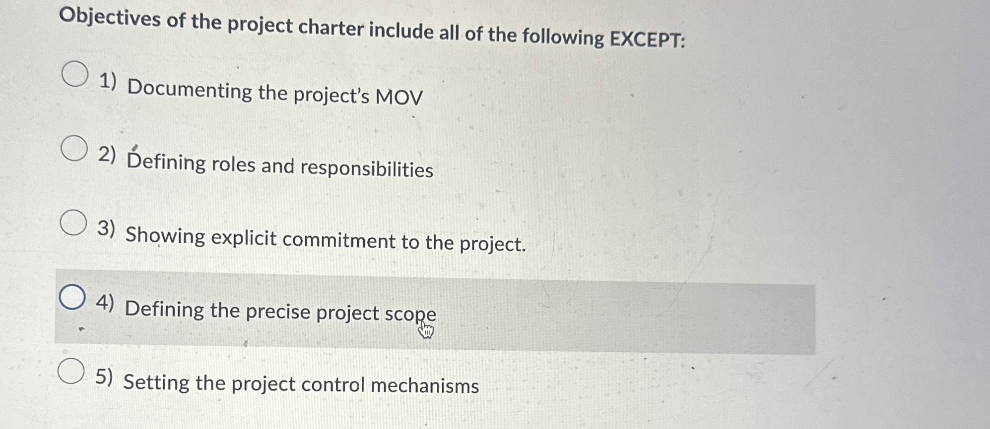 Solved Objectives of the project charter include all of the | Chegg.com