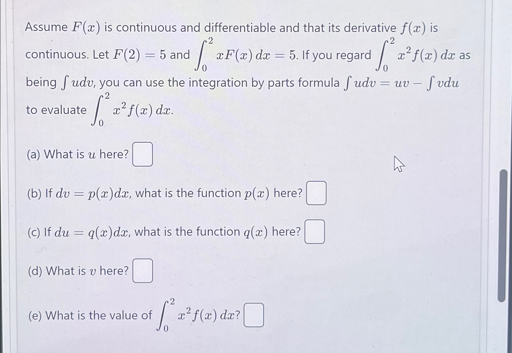 Solved Assume F(x) ﻿is continuous and differentiable and | Chegg.com