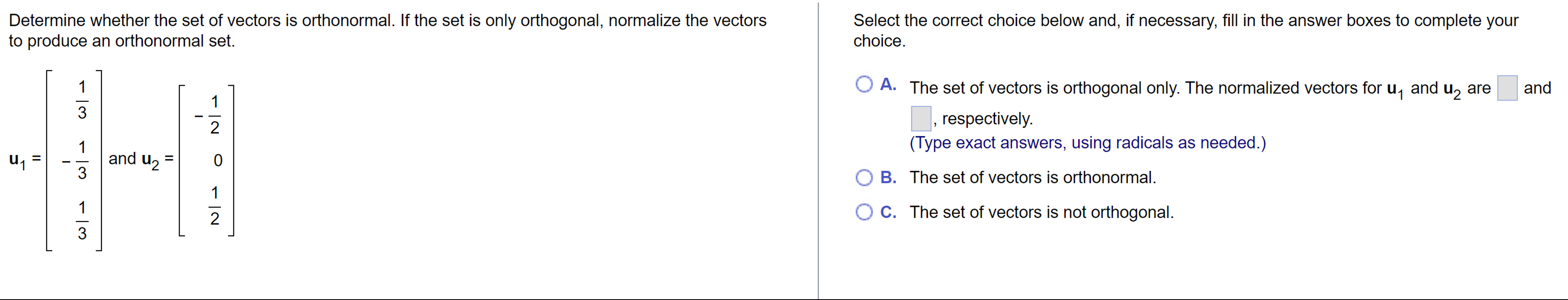 Solved Determine Whether The Set Of Vectors Is Orthonormal