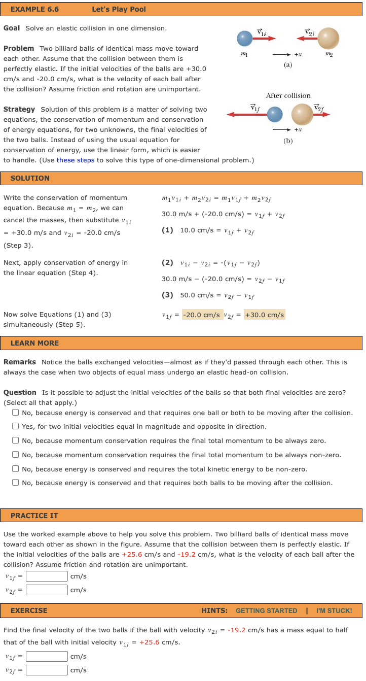 Solved Goal Solve an elastic collision in one | Chegg.com