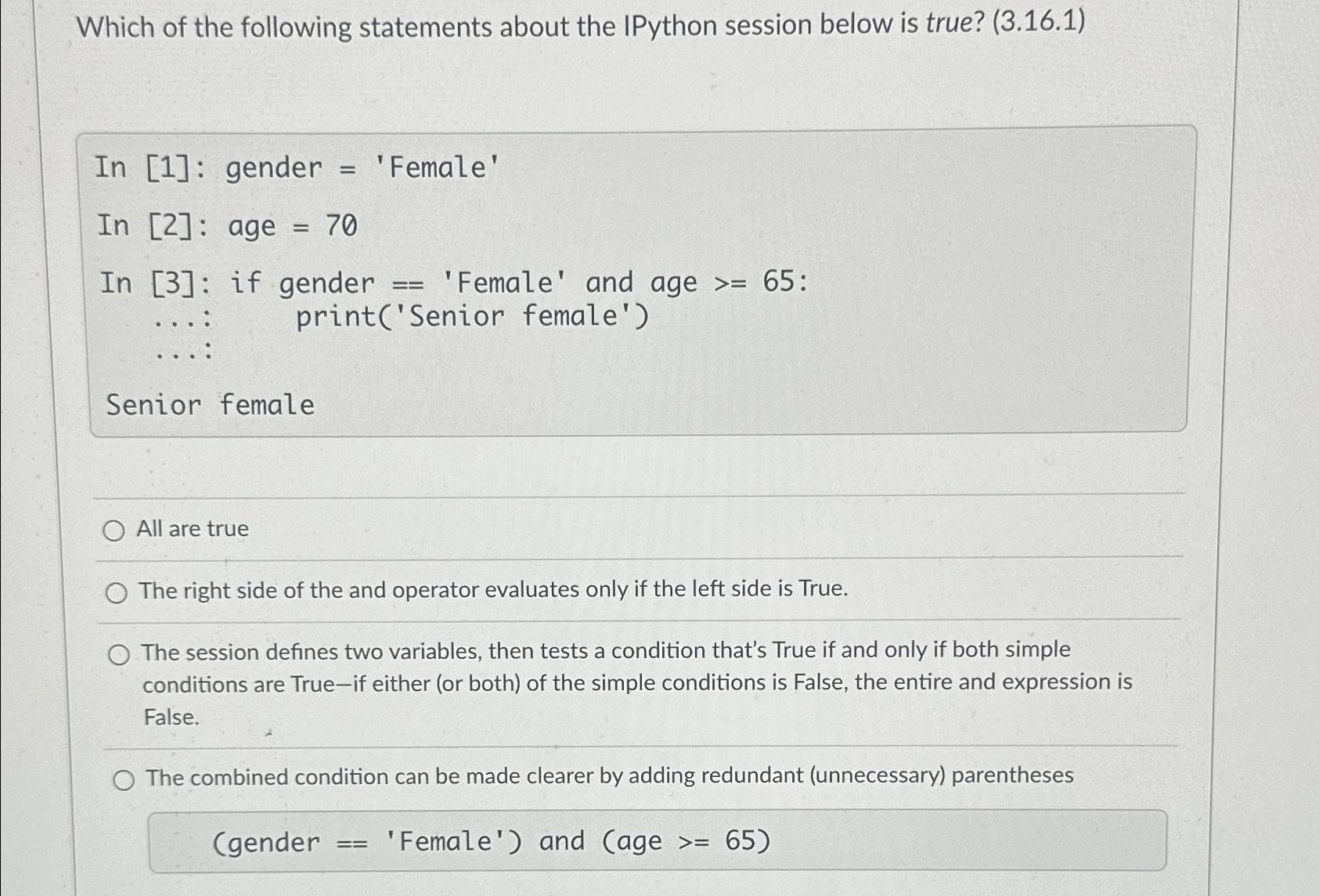 Solved Which of the following statements about the IPython | Chegg.com