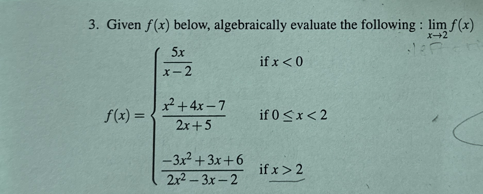 Solved Given f(x) ﻿below, algebraically evaluate the | Chegg.com