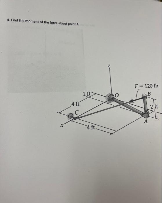 4. Find the moment of the force about point A. X 4 ft | Chegg.com