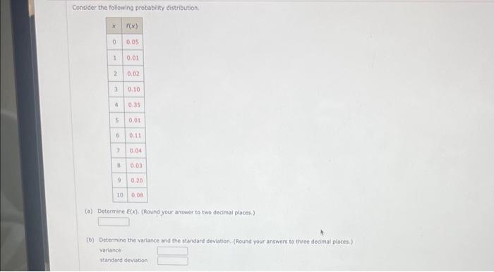 Solved Consider the following probability distribution. (a) | Chegg.com