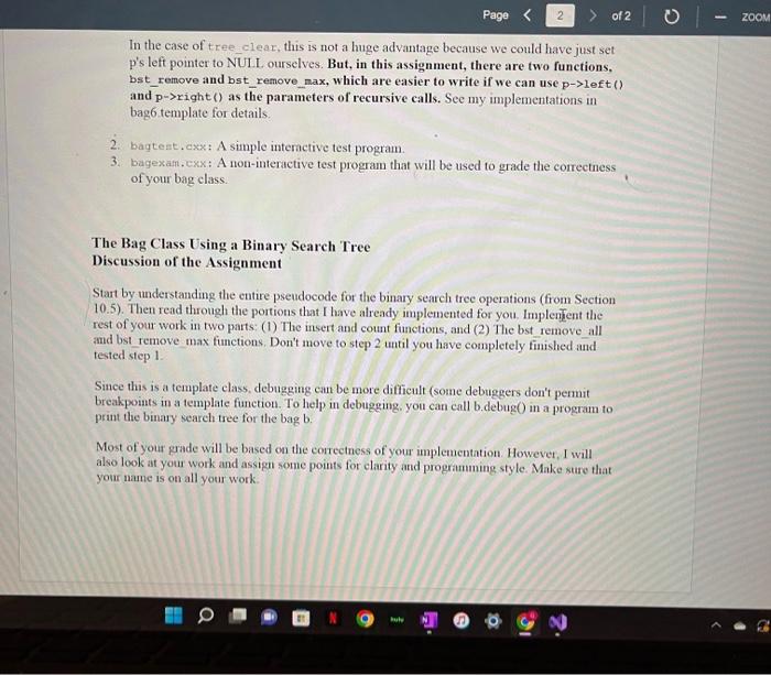 Solved Chapter 10 - Programming Project 6 The Bag Class with | Chegg.com