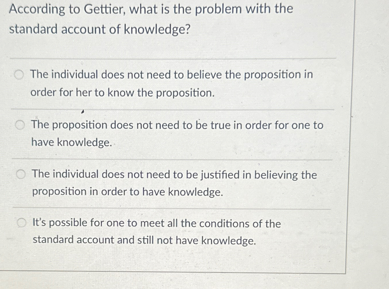 Solved According to Gettier, what is the problem with the | Chegg.com