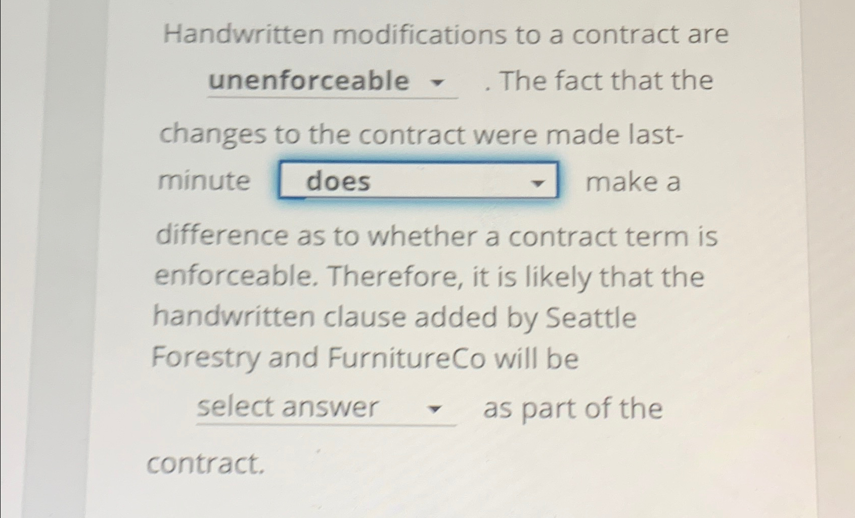 Solved Handwritten modifications to a contract are | Chegg.com