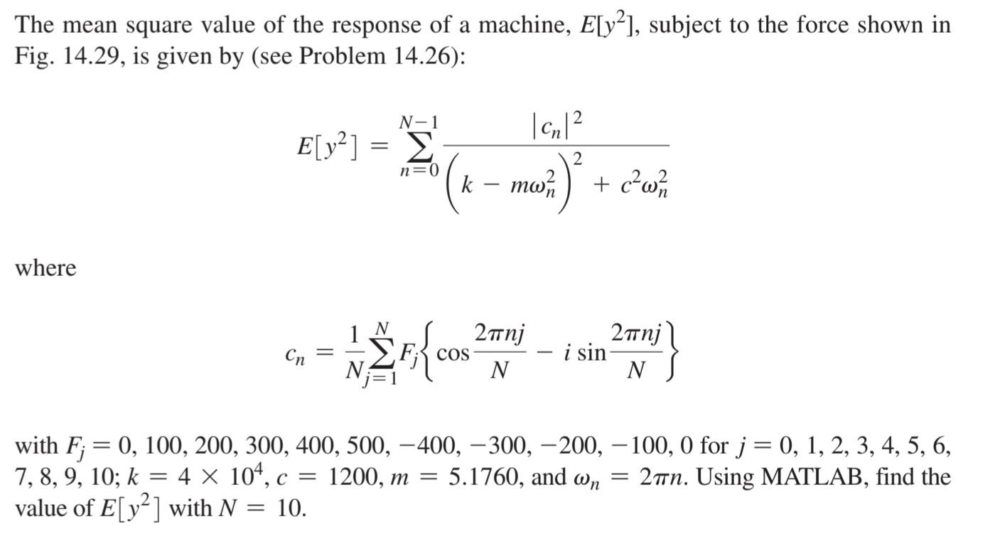 Solved The mean square value of the response of a machine, | Chegg.com