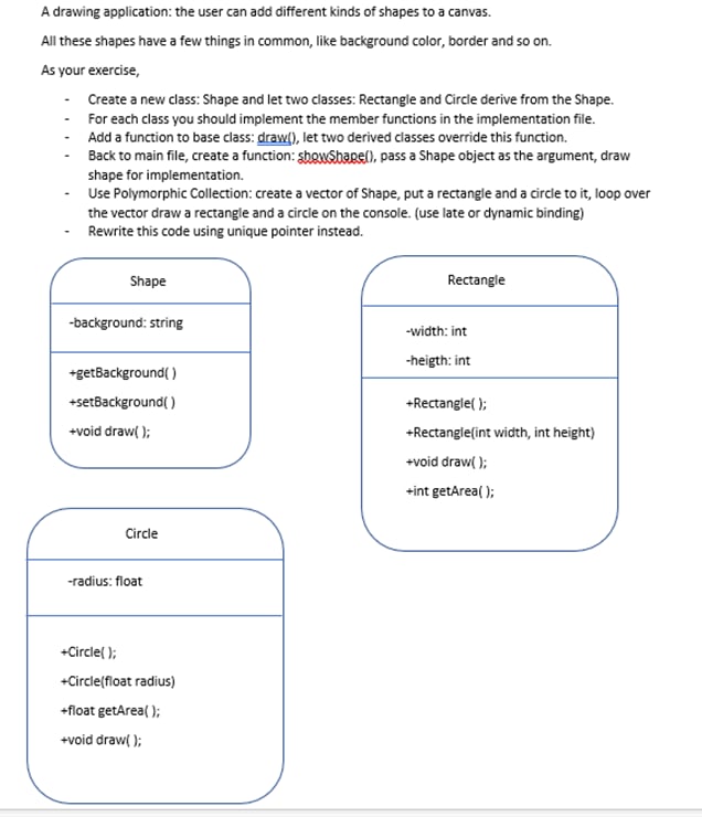 Solved A drawing application: the user can add different | Chegg.com