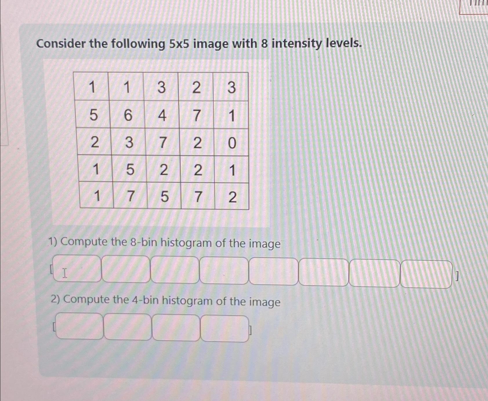 Solved Consider the following 5×5 ﻿image with 8 ﻿intensity | Chegg.com