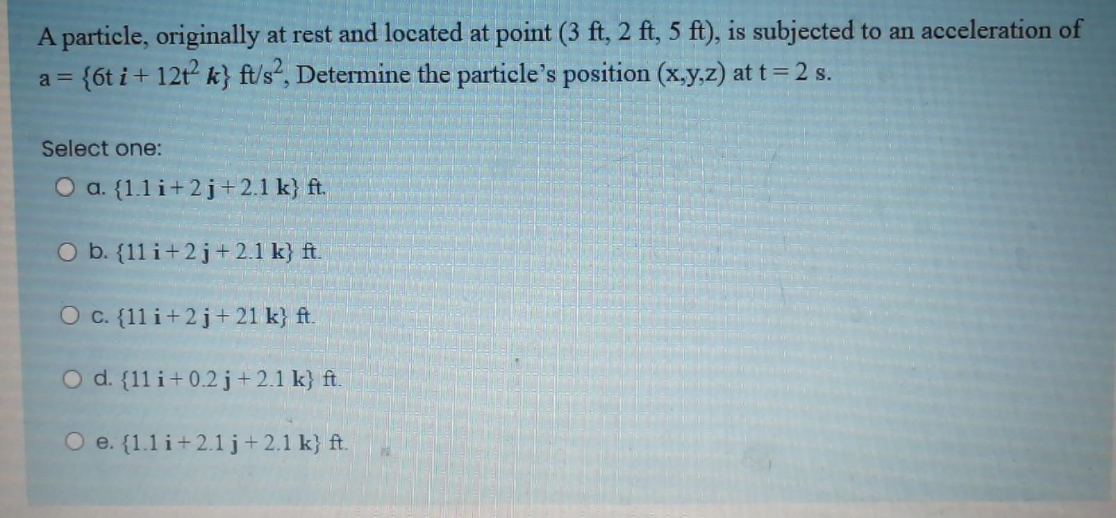 Solved A particle, originally at rest and located at point | Chegg.com