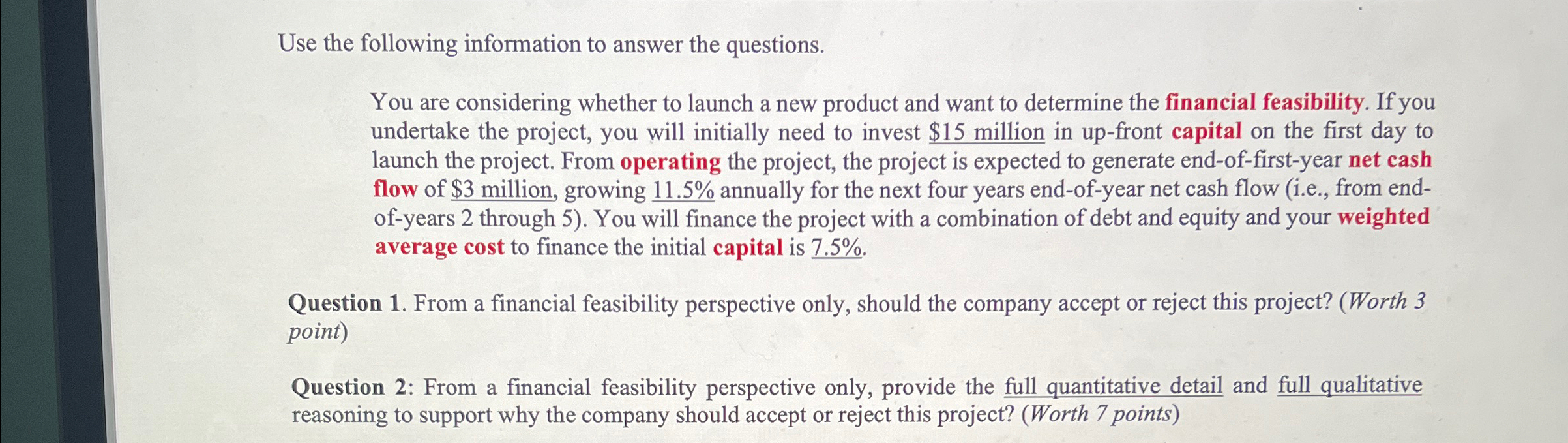 Solved Use the following information to answer the | Chegg.com