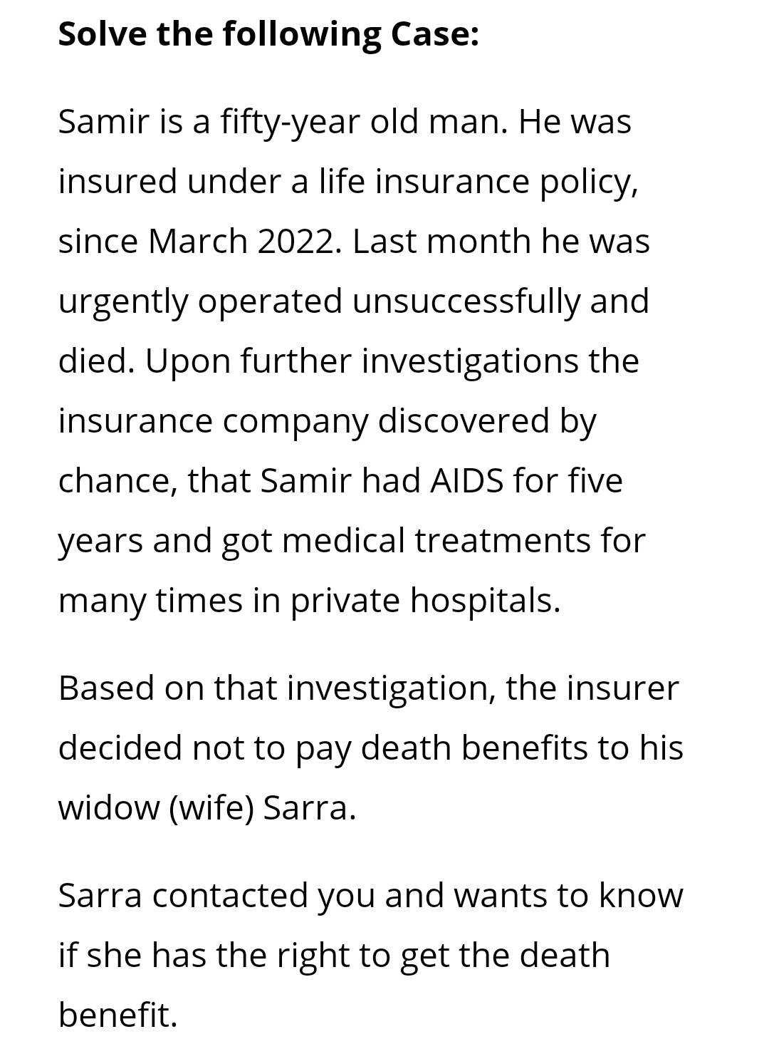 Solved Solve the following Case: Samir is a fifty-year old | Chegg.com