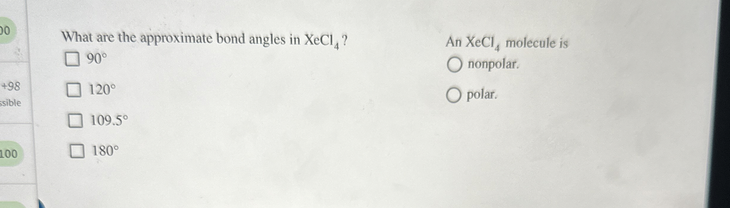 Solved What are the approximate bond angles in | Chegg.com