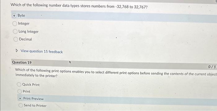 Solved Which of the following number data types stores | Chegg.com
