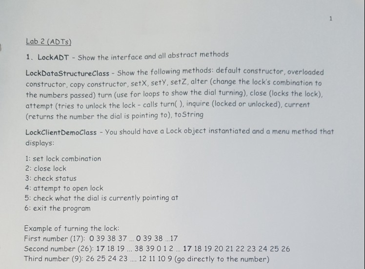 Solved 1 CSC 236 - Lab 2 (2 programs) ADTS 1. Specify, | Chegg.com