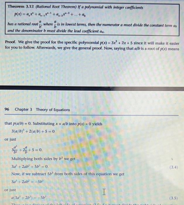 Solved Theorem 3.12 (Rational Root Theorem) If a polynomial | Chegg.com