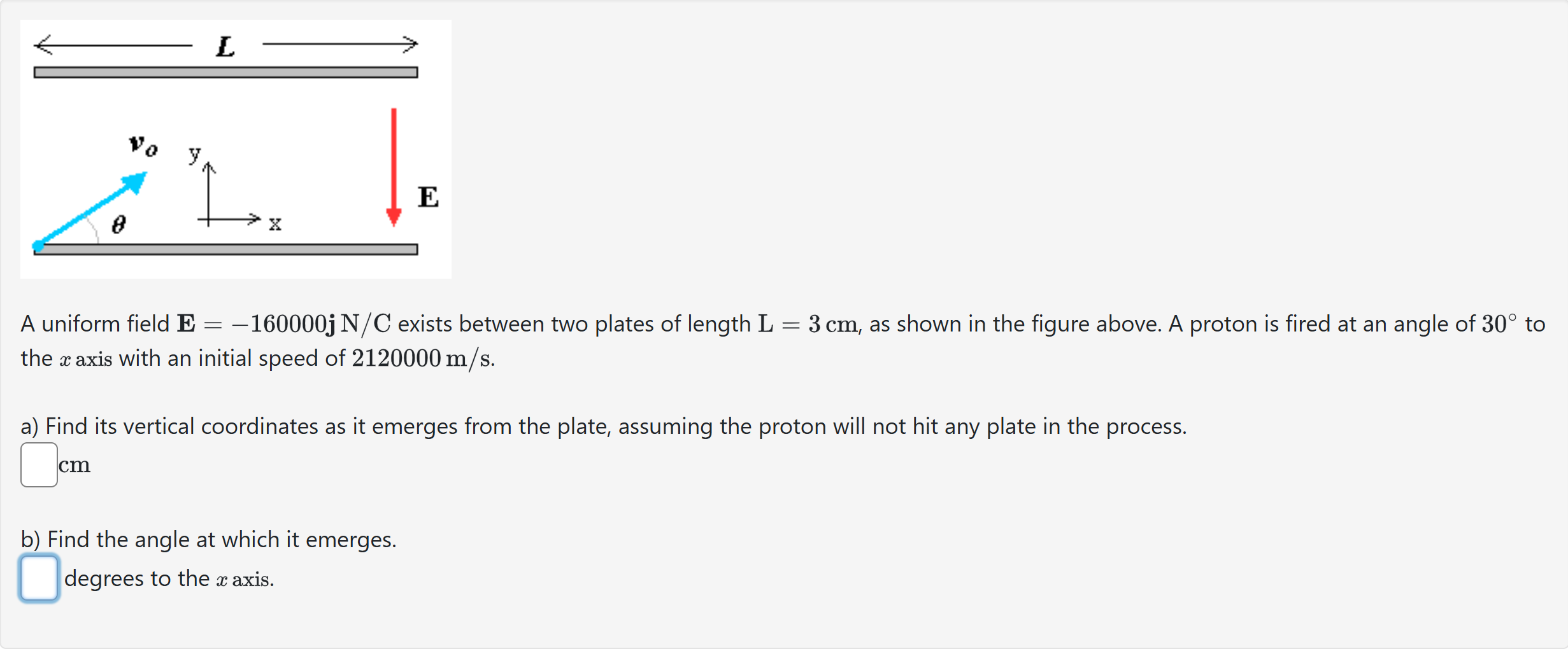 Solved A uniform field E=-160000jNC ﻿exists between two | Chegg.com