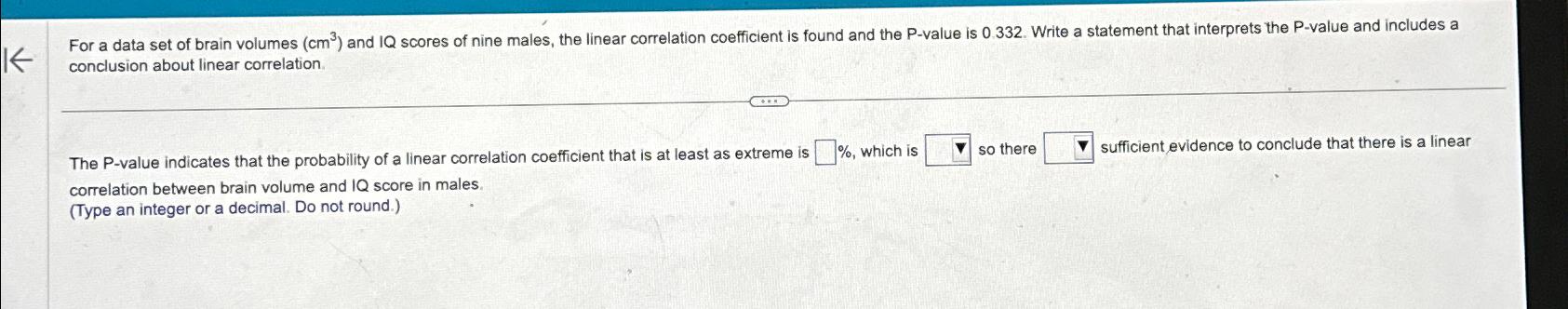 Solved conclusion about linear correlation. correlation | Chegg.com
