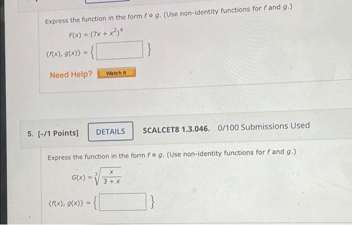 Solved Express the function in the form fog. (Use | Chegg.com