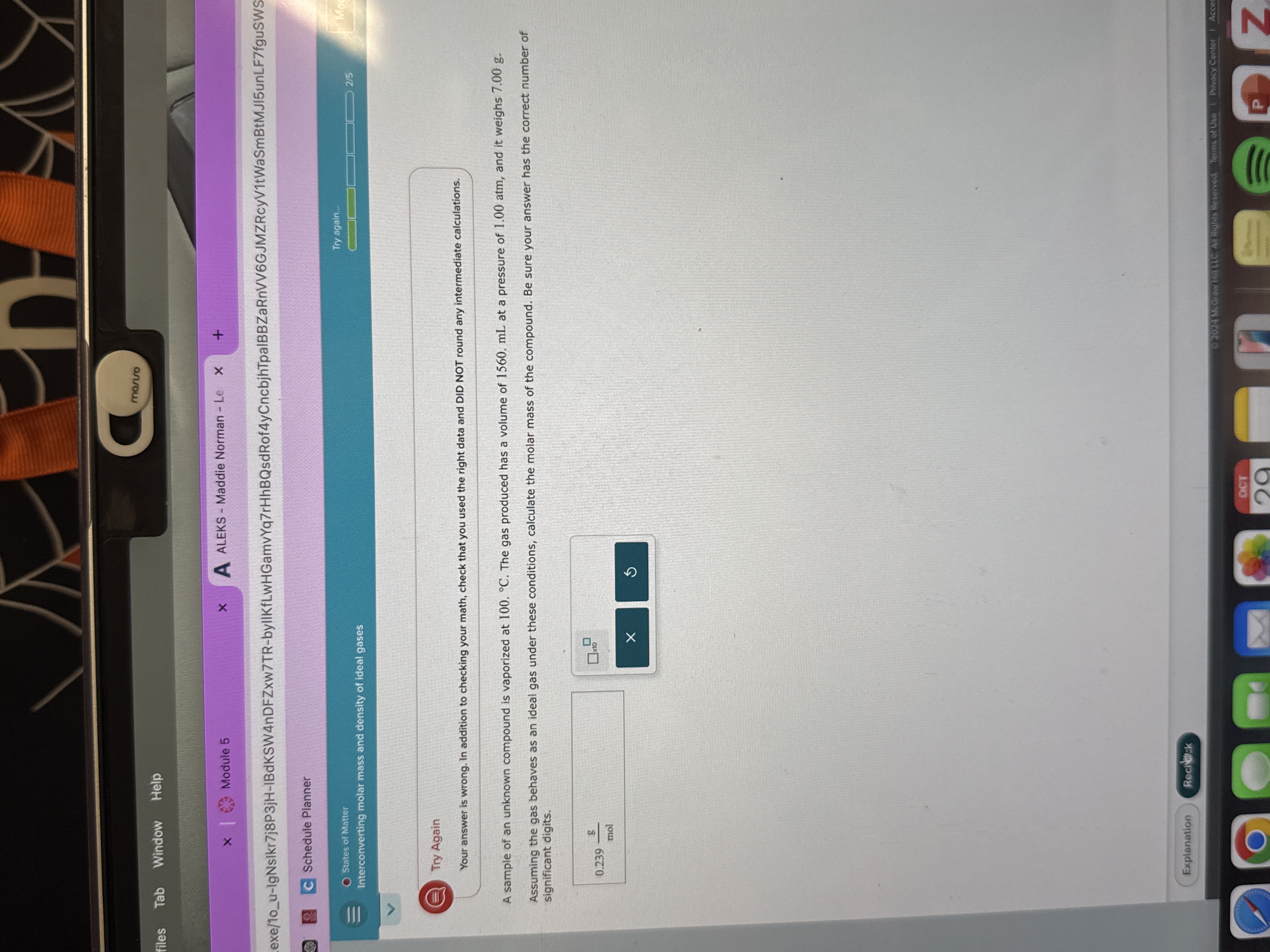 Solved A sample of an unknown compound is vaporized at | Chegg.com