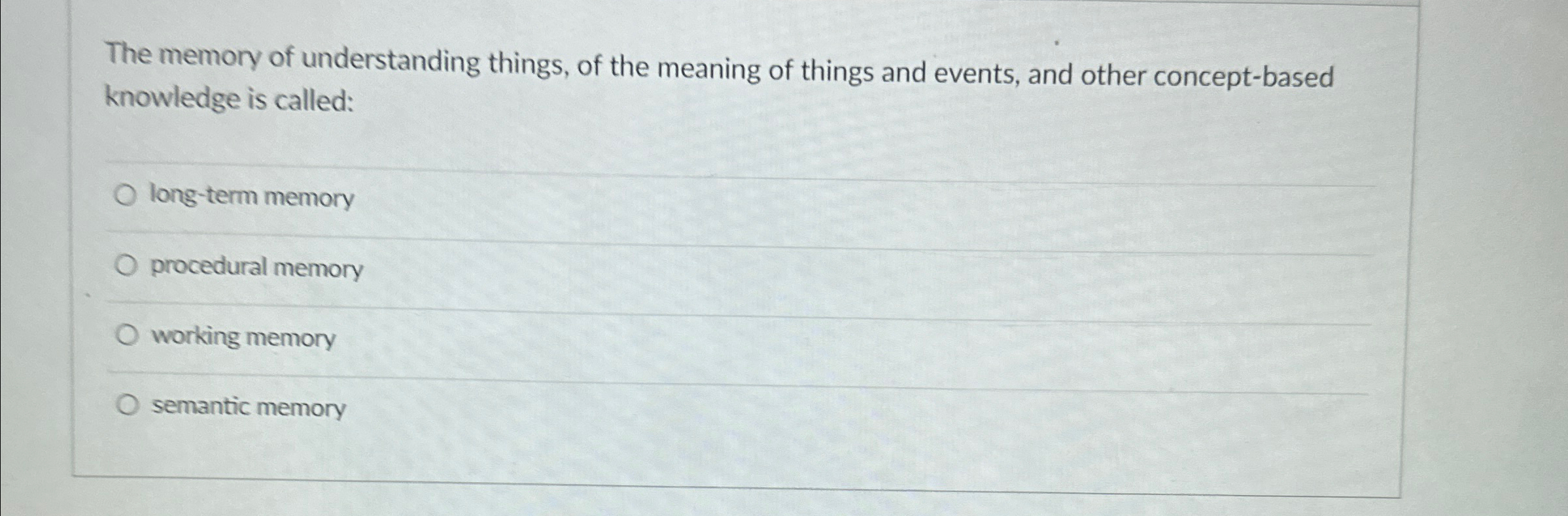 Solved The memory of understanding things, of the meaning of | Chegg.com