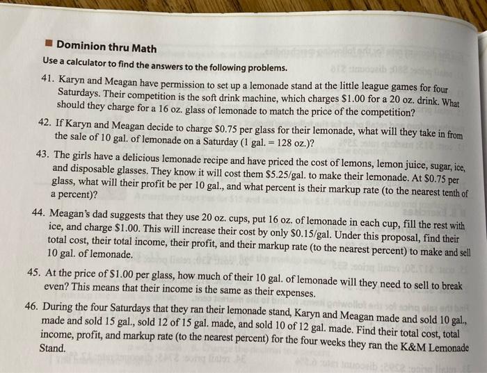 Solved Use a calculator to find the answers to the following | Chegg.com