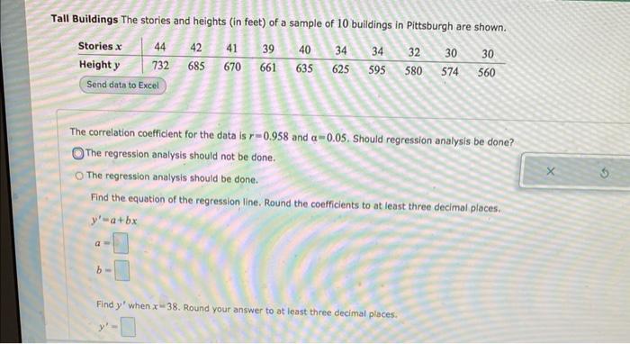 Solved correlation coefficient for the data is r=0.561 and | Chegg.com