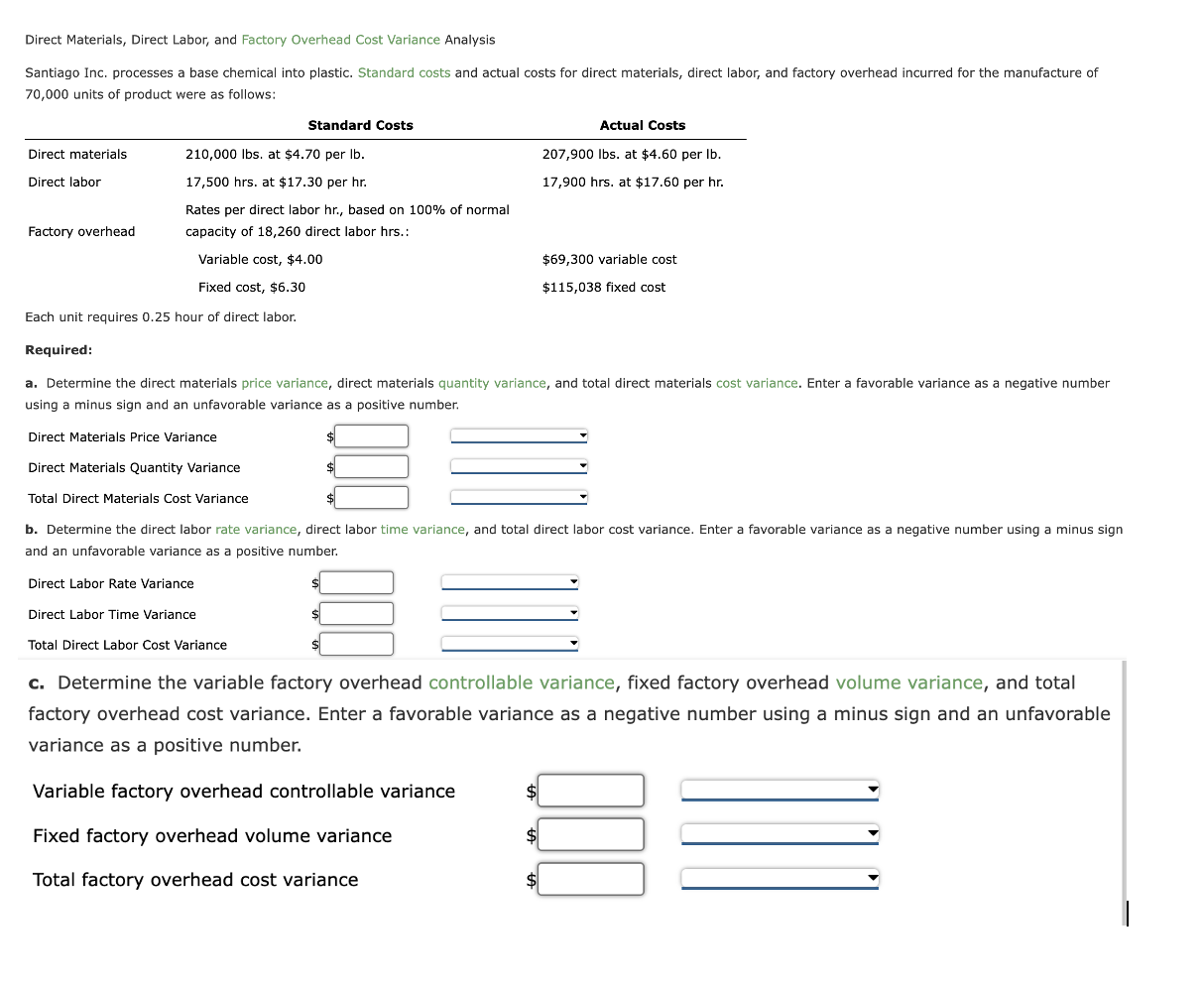 Solved c. ﻿Determine the variable factory overhead | Chegg.com