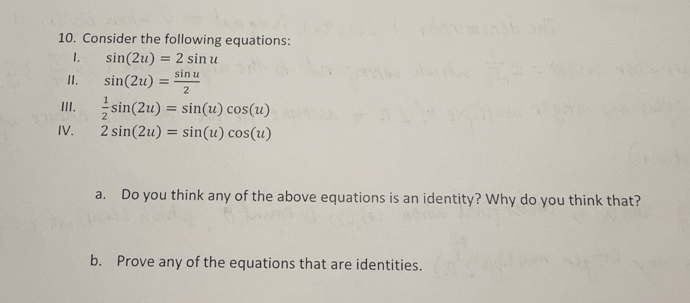 Solved Consider the following equations:I. | Chegg.com